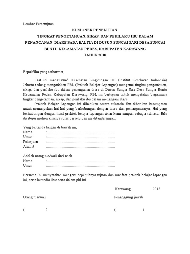 Kuesioner Diare | PDF