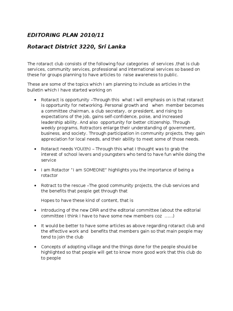 Rotaract District 3220 Bulletin Plan | PDF | Behavior Modification | Cognition