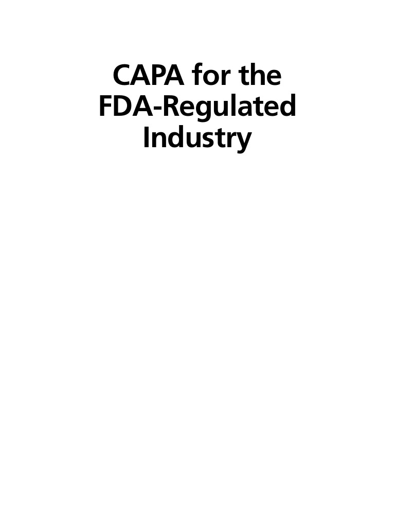 CAPA For The FDA Regulated Industry | PDF | Quality Management System ...