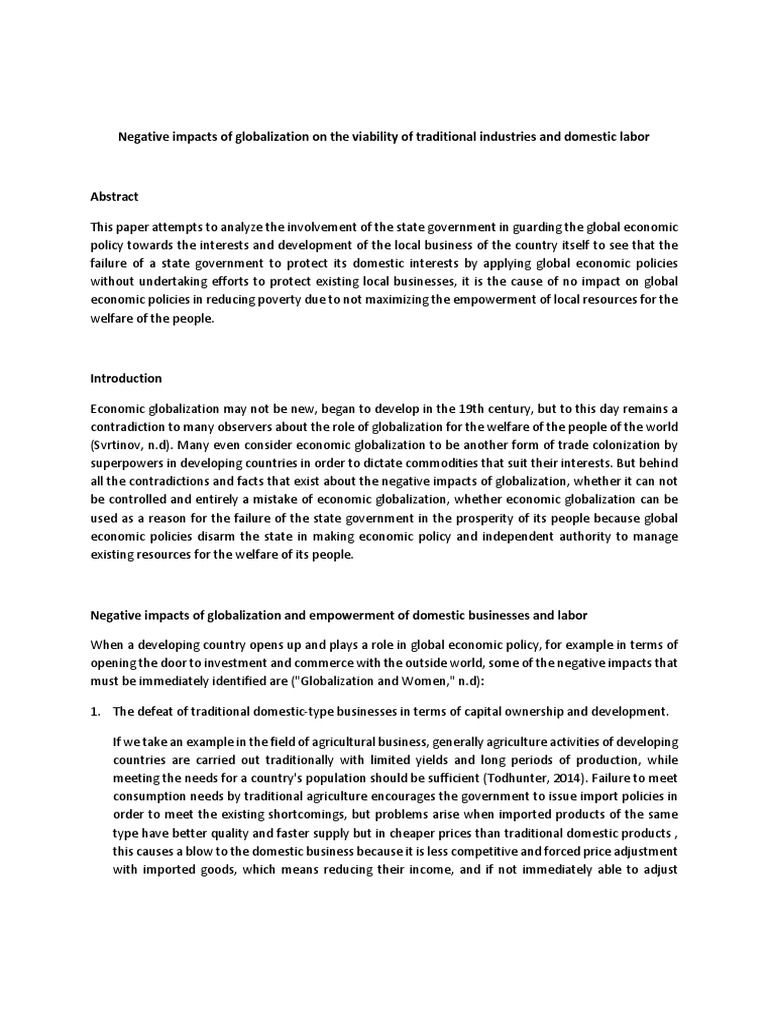 Negative Impact of Globalization | PDF | Economic Globalization ...