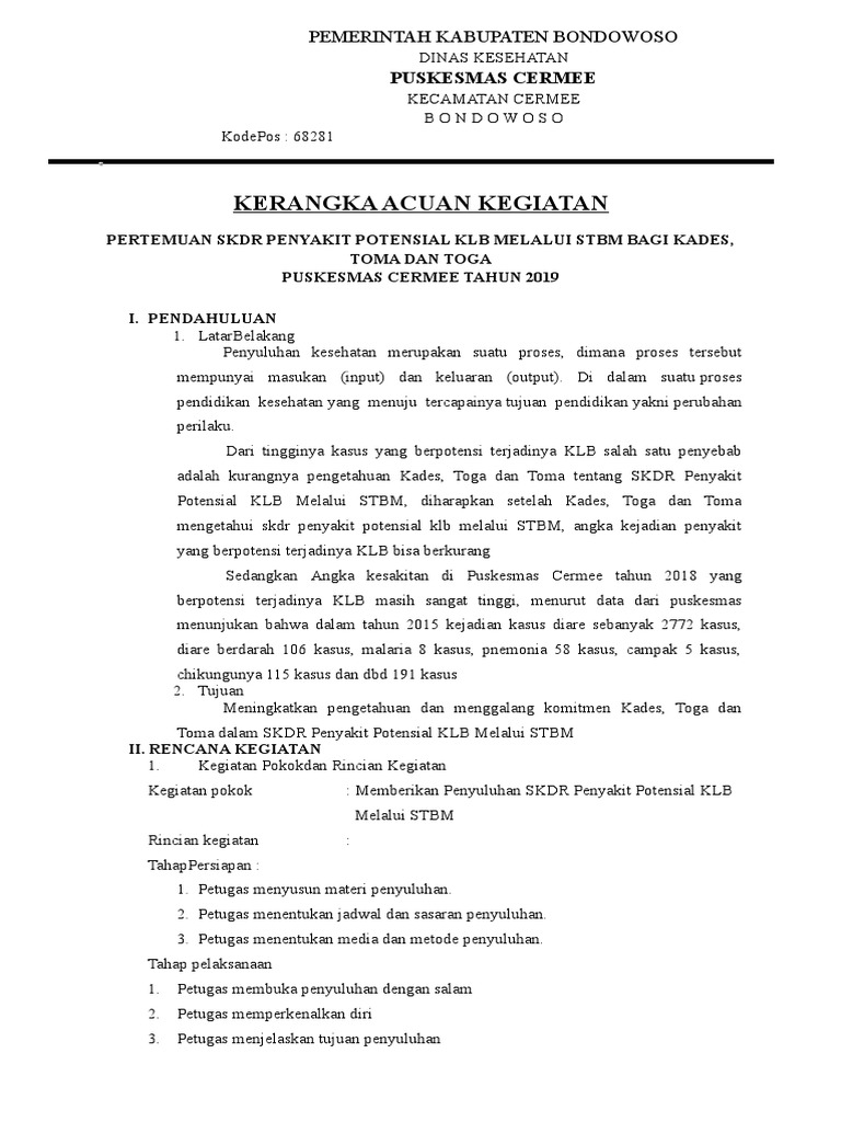 Pertemuan SKDR Penyakit Potensial KLB Melalui STBM Bagi Kades, Toma Dan ...