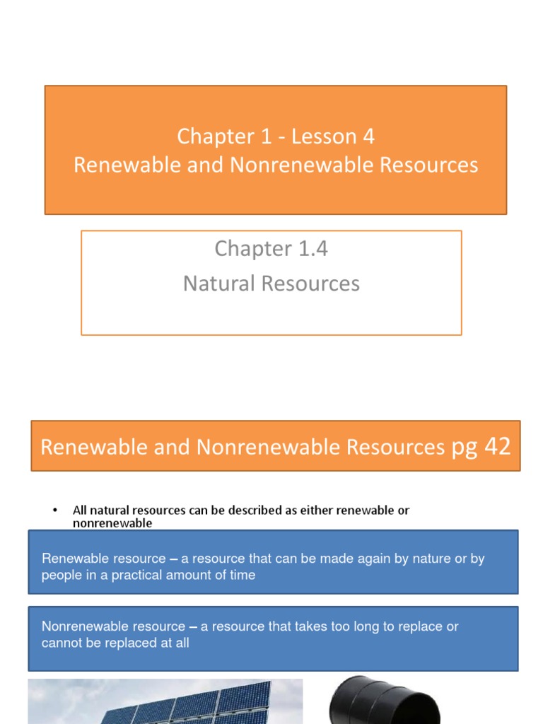 Chapter 1 Lesson 4 A Renewable and Nonrenewable Resources | PDF ...