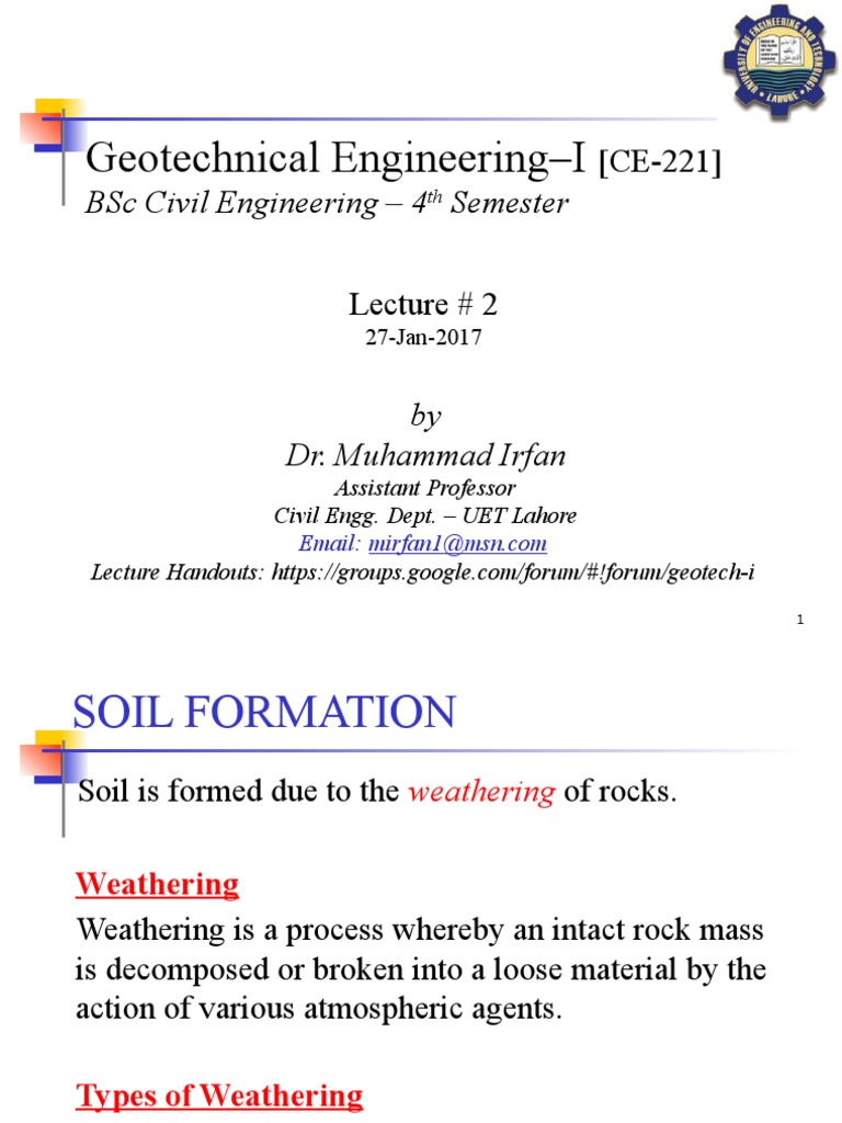 Geotechnical Engineering-I | PDF | Weathering | Soil