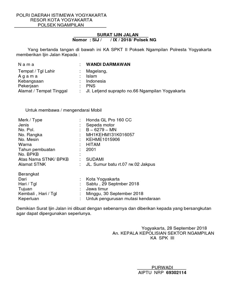 Surat Ijin Jalan | PDF