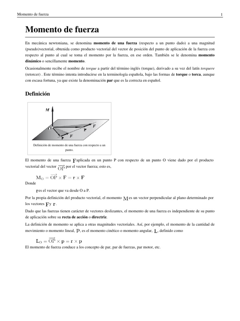 Momento de Fuerza | PDF | Física | Ingeniería mecánica
