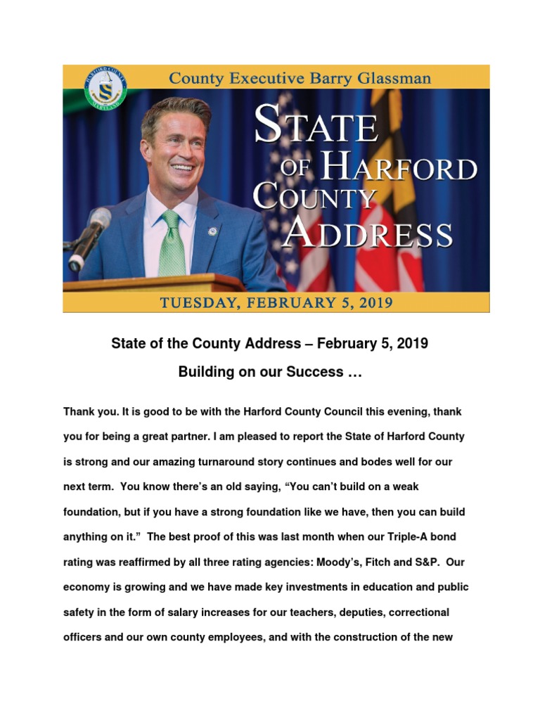 2019 State of The County Speech | PDF | Recession | Veteran