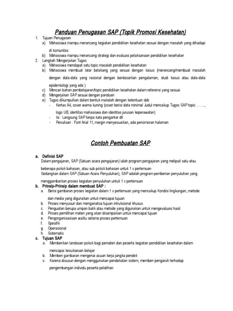 Contoh Pembuatan SAP | PDF