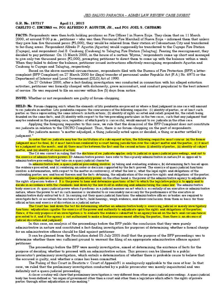 Admin Law Cases | PDF | Res Judicata | Certiorari