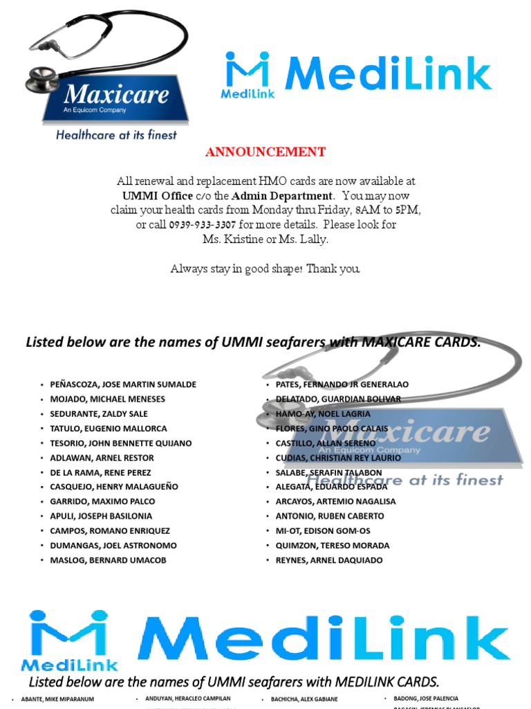 HMO Card Pickup for UMMI Seafarers | PDF