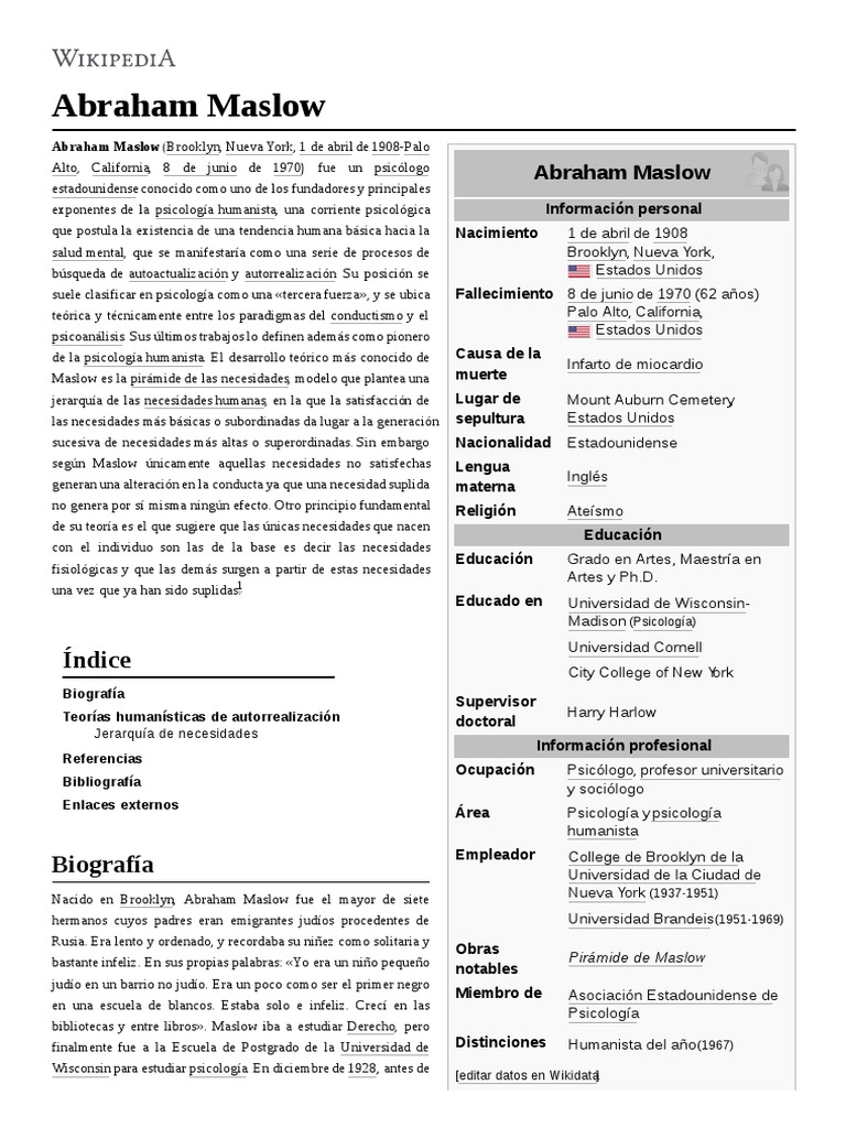 Abraham Maslow | Descargar gratis PDF | Sicología | Conceptos psicologicos