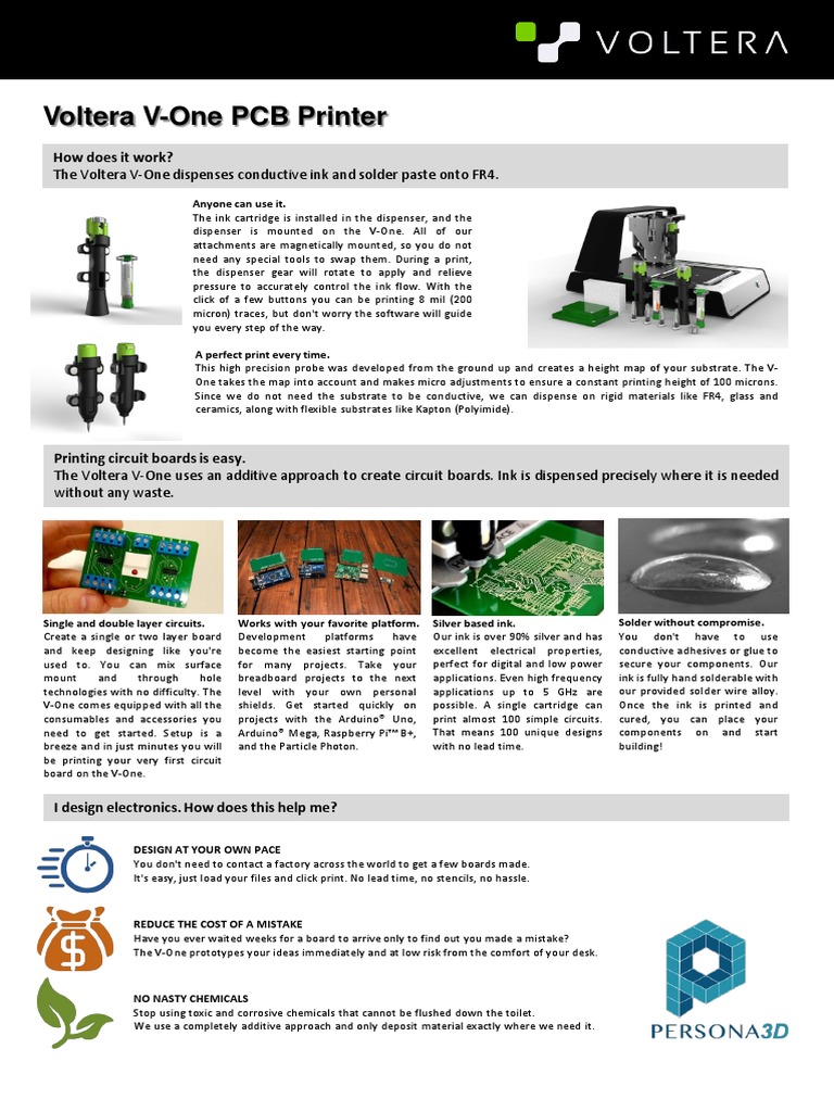 Voltera V-One PCB Printer | PDF | Printed Circuit Board | Materials