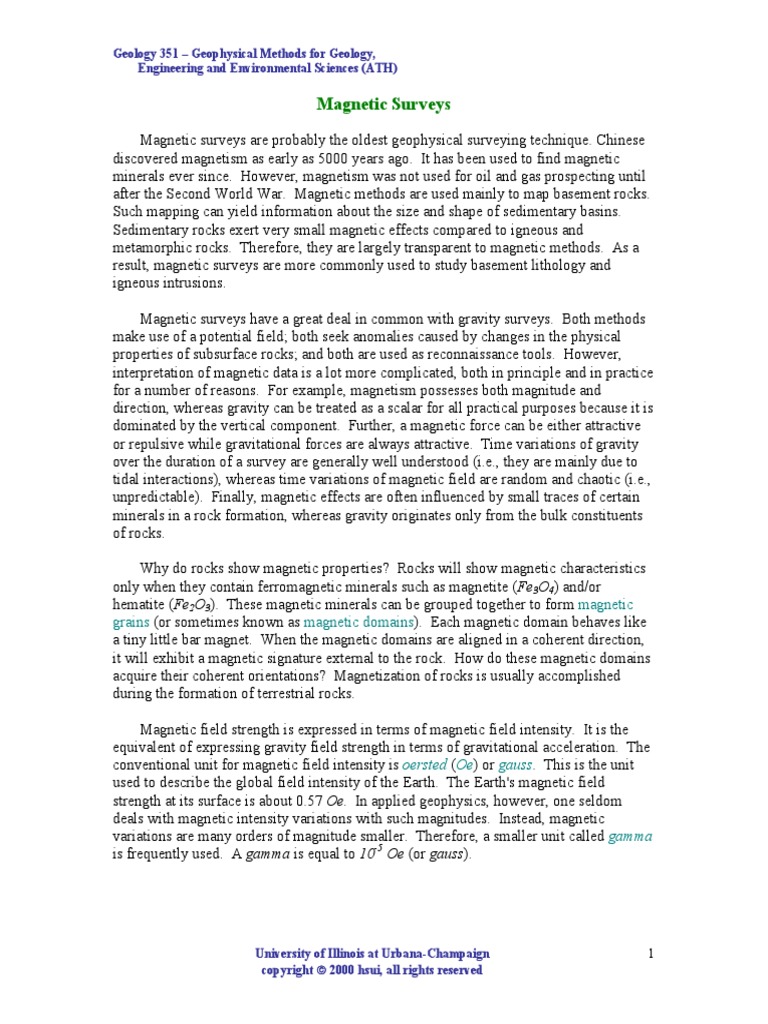 Magnetic Surveys: Geology 351 - Geophysical Methods For Geology ...