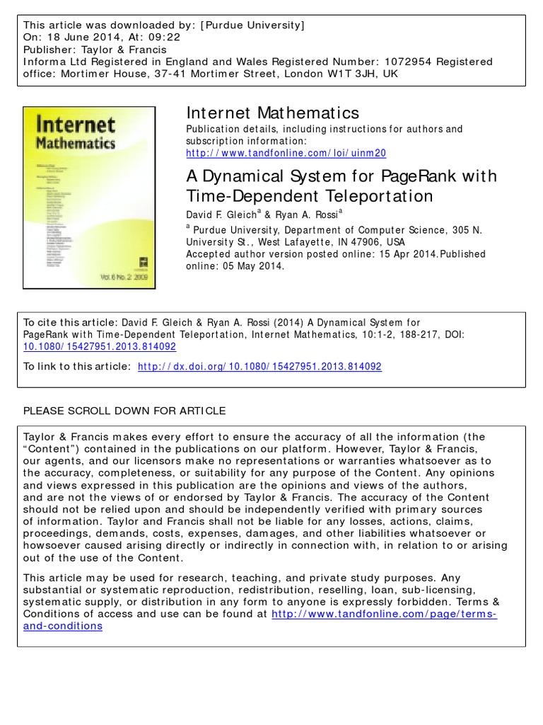 Dynamic Pagerank | PDF | Matrix (Mathematics) | Markov Chain
