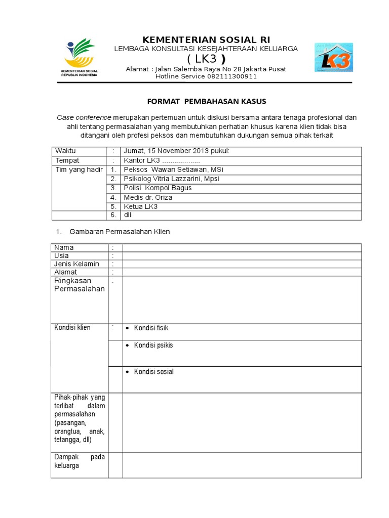 Lk3 Form Konferensi Kasus | PDF