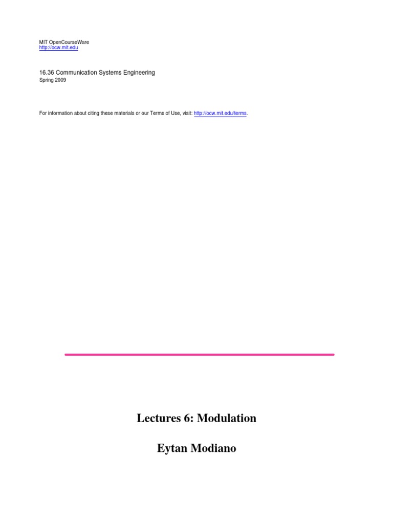 MIT16 36s09 Lec06 PDF | PDF | Modulation | Electronic Engineering