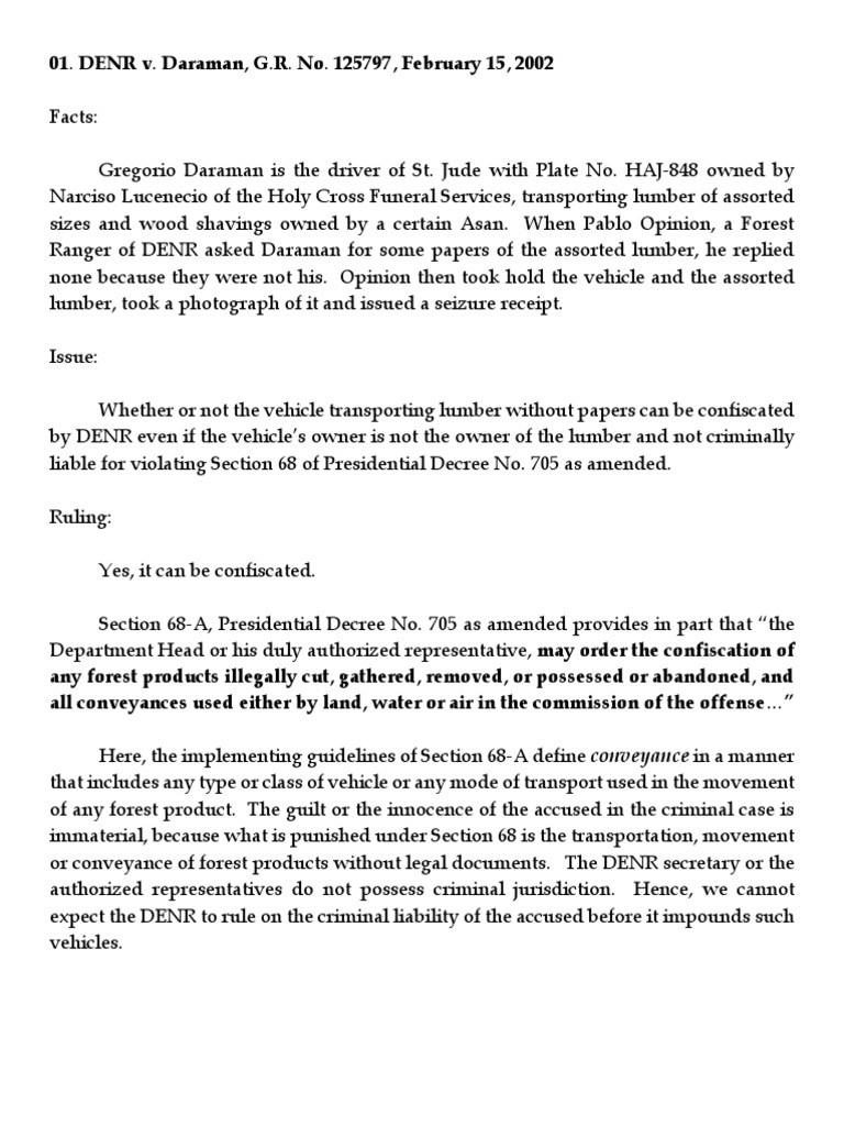 01 DENR V Daraman Case Digest | PDF