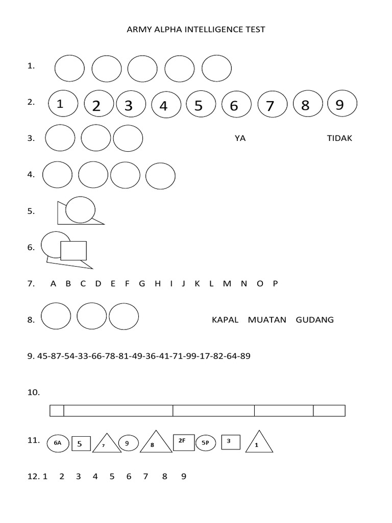 Army Alpha Intelligence Test | PDF