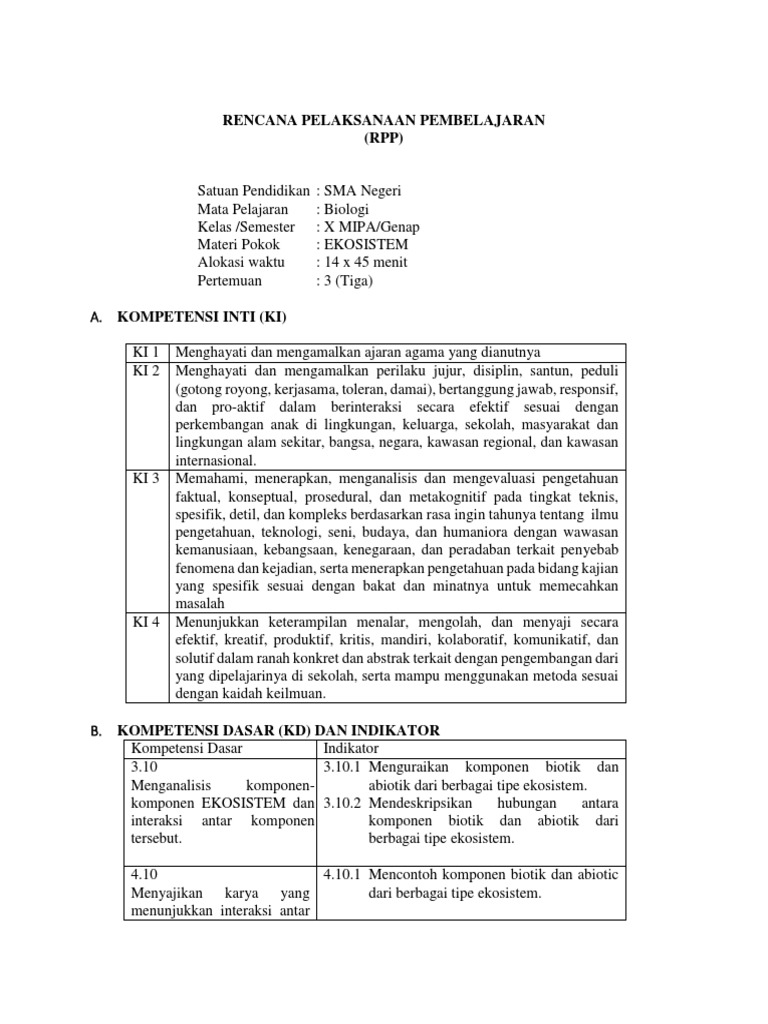 RPP - EKOSISTEM - PERTEMUAN - 3 Fix | PDF