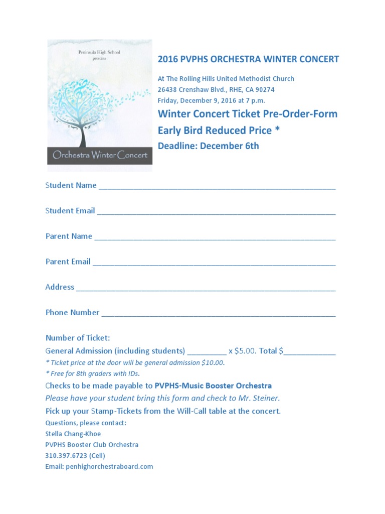 PVPHS Winter Concert Ticket Pre-Order | PDF