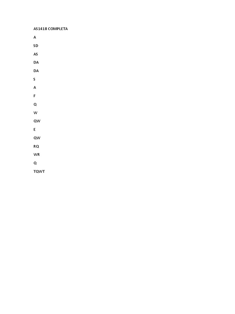 As1418 Completa A SD AS DA DA S A F Q W QW E QW RQ WR Q TQWT | PDF