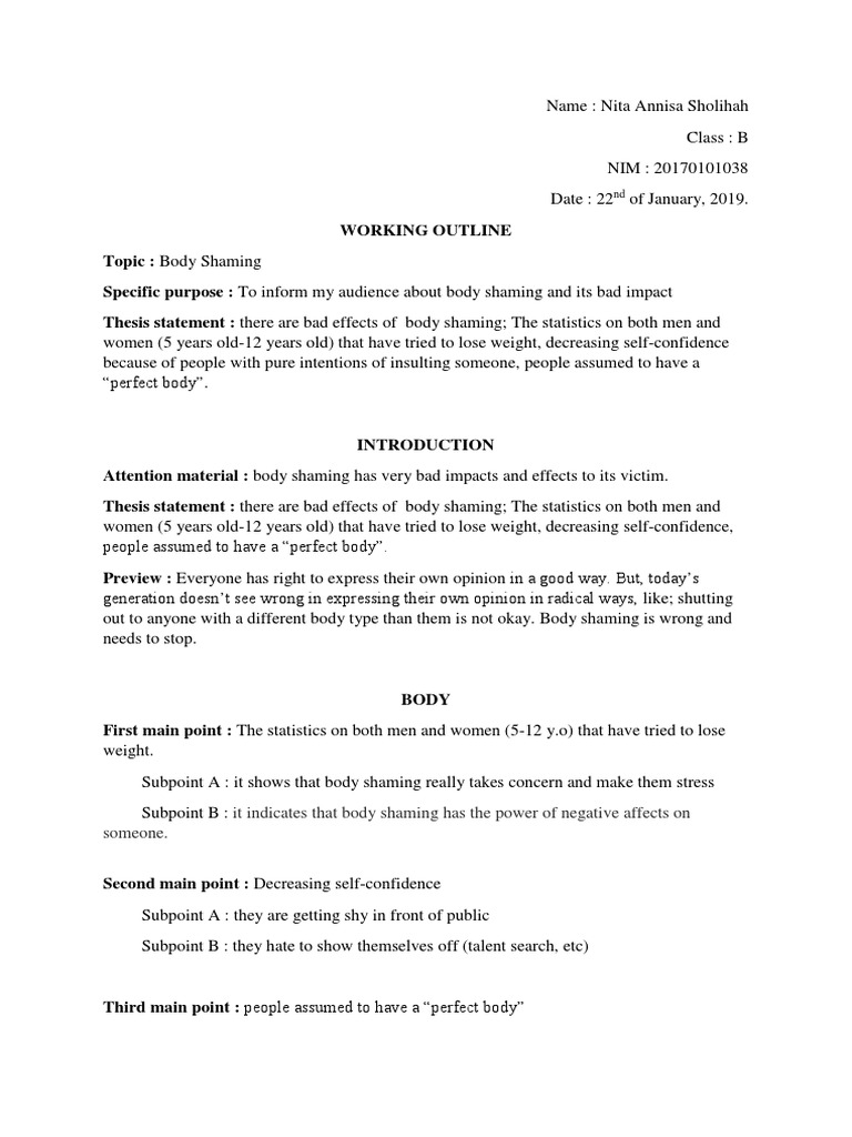 Contoh Working Outline | PDF | Cognitive Science | Behavioural Sciences