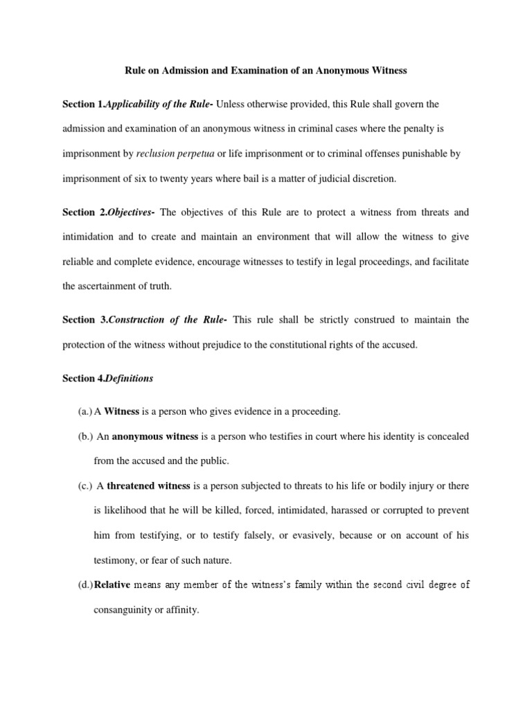 Protecting Vulnerable Witnesses: Rules for Admitting Anonymous ...