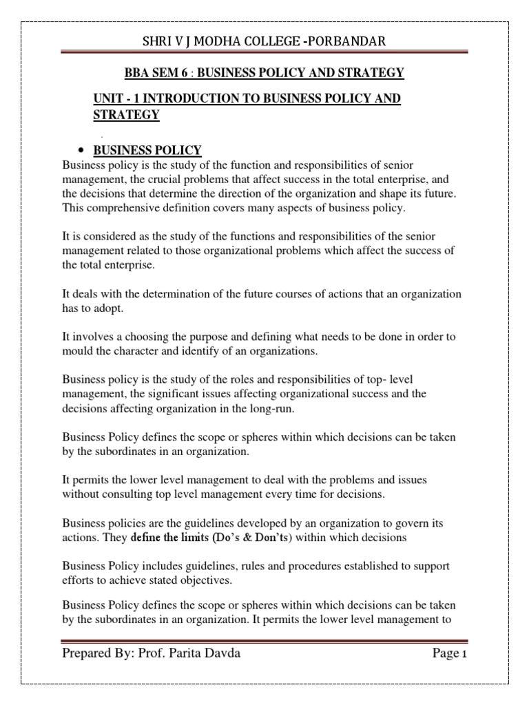 Business Policy and Strategy | PDF | Strategic Management | Goal