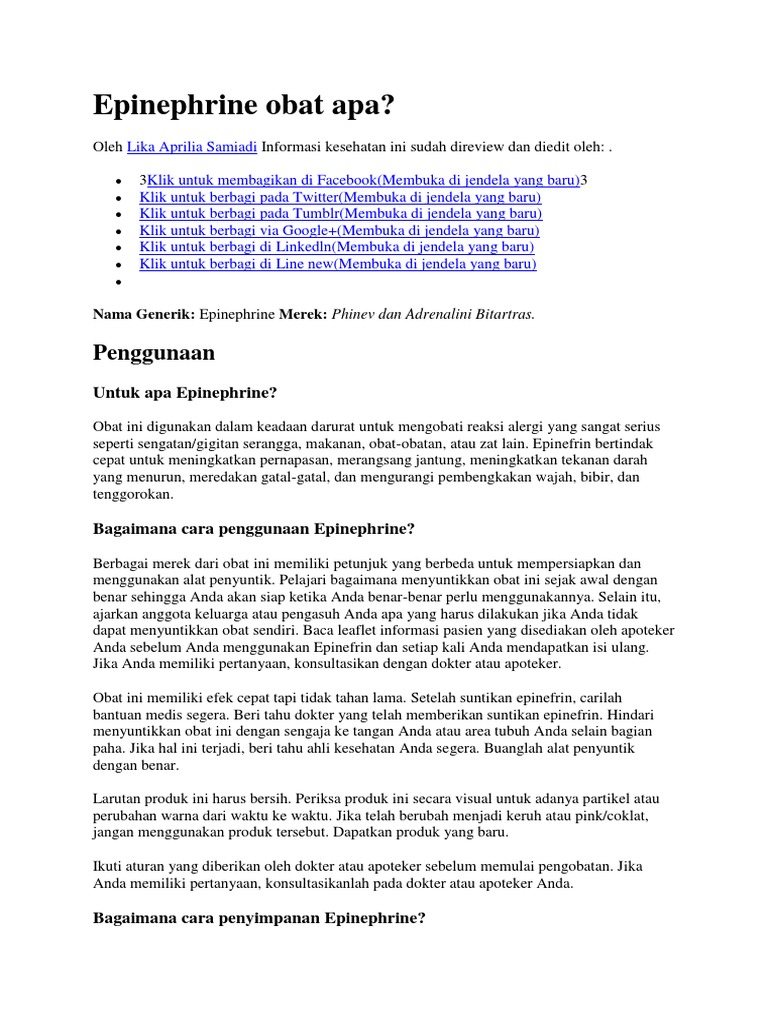 Epinephrine Obat Apa | PDF