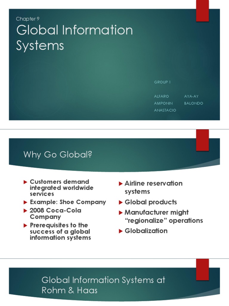 Global Information Systems: Group 1 | PDF | Multinational Corporation ...