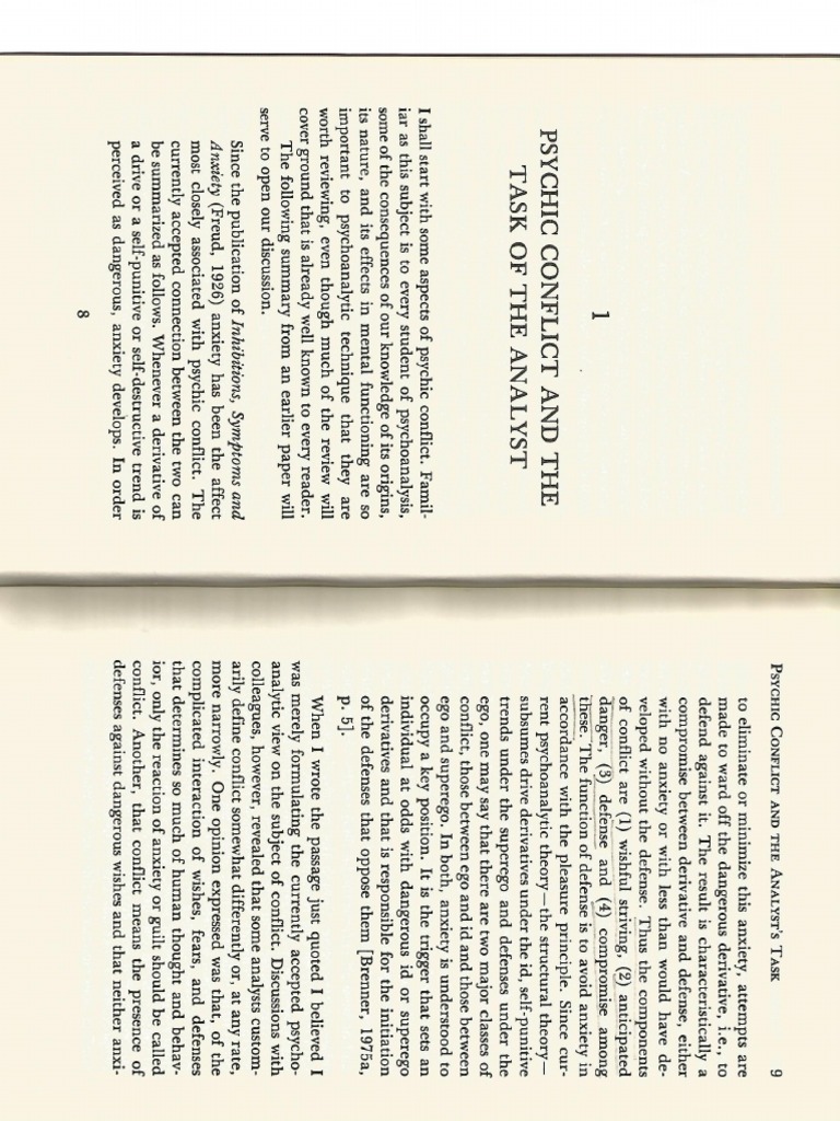 C. Brenner - Psychic Conflict and The Analyst's Task | PDF