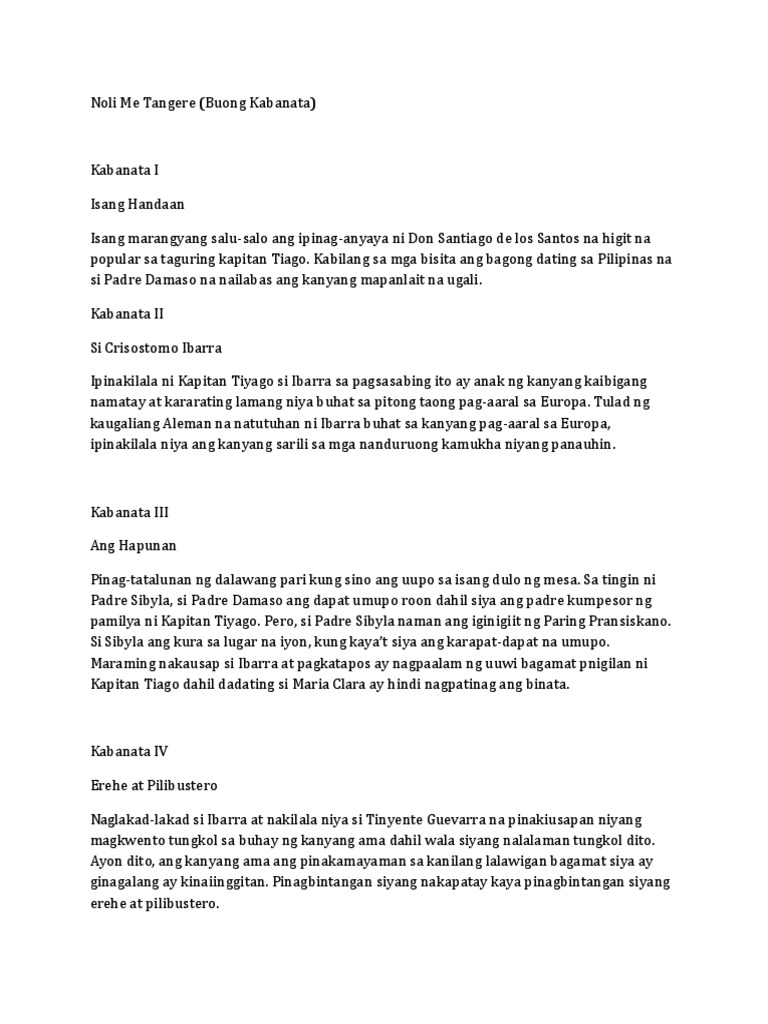 Noli Me Tangere Buod NG Buong Kwento | PDF Noli Me Tangere Buod NG Buong Kwento | PDF