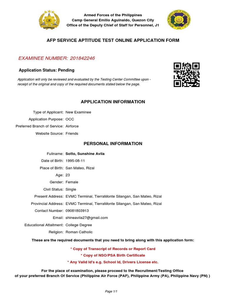 AFP online application form | PDF