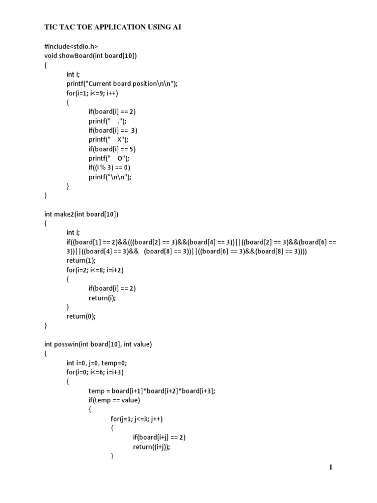 Tic Tac Toe Application Using Ai | PDF | Computer Programming ...