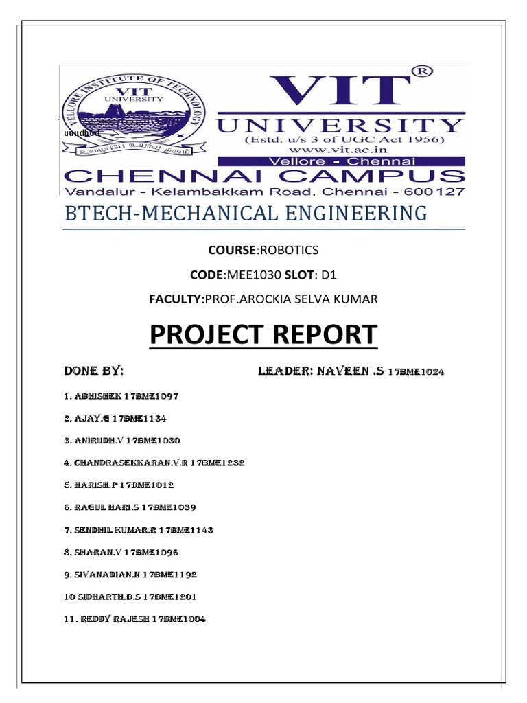 Project Report: Btech-Mechanical Engineering | PDF | Electromagnetism ...
