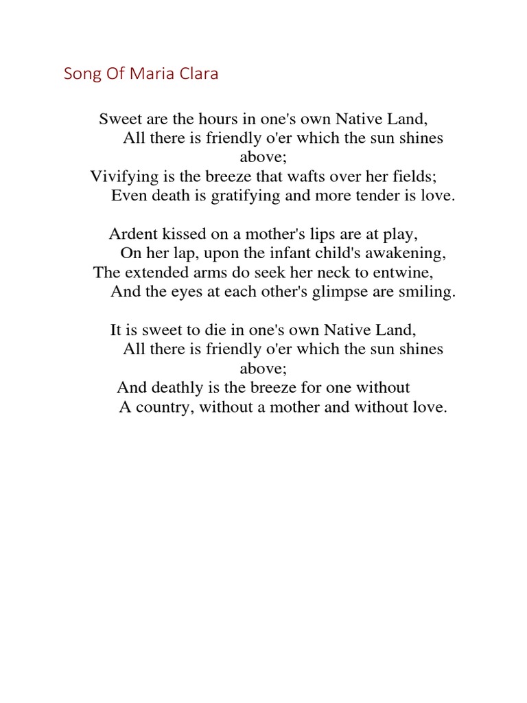 Song of Maria Clara | PDF