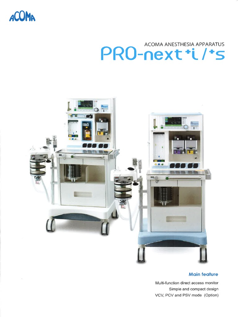 Brosur Acoma Mesin Anestesi Pro Next-I PDF | PDF