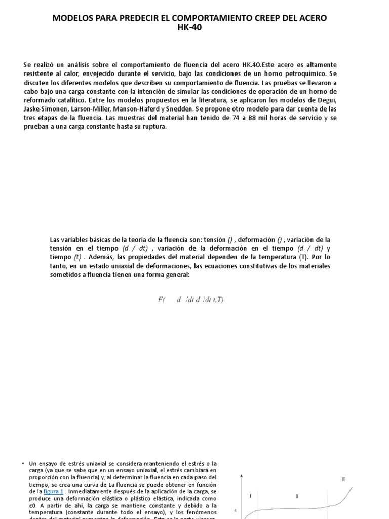 Modelos para Predecir El Comportamiento Creep Del Acero Hk-40 | PDF ...