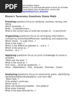 Blooms Taxonomy Math Question Stems | PDF | Behavioural Sciences ...