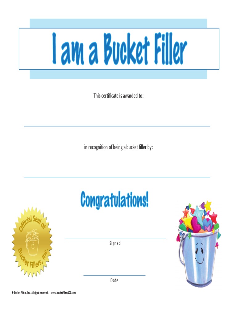 Bucket Filler Recognition Certificate | PDF
