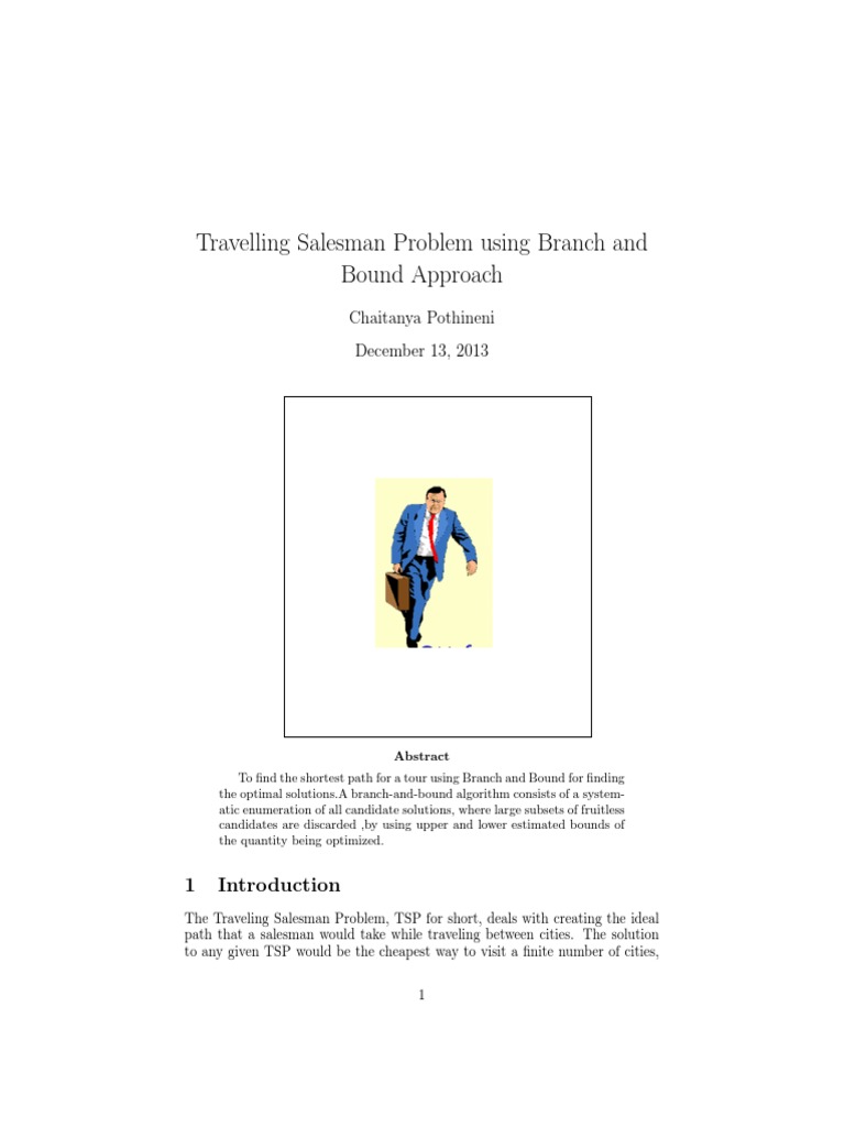 Travelling Salesman Problem Using Branch and Bound Approach: Chaitanya ...