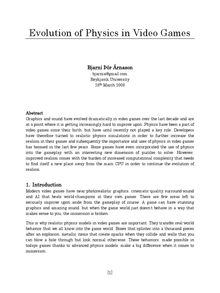 Evolution of Physics in Video Games | PDF | Graphics Processing Unit ...