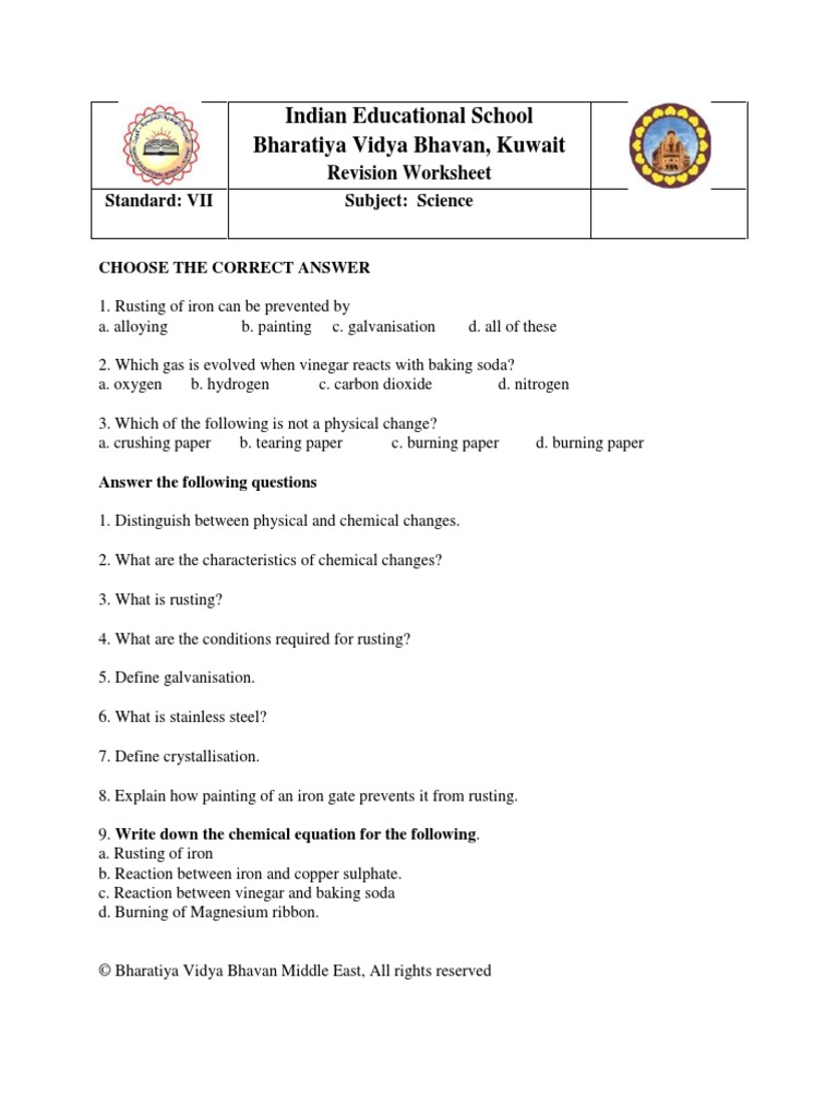 Indian Educational School Bharatiya Vidya Bhavan, Kuwait: Revision ...