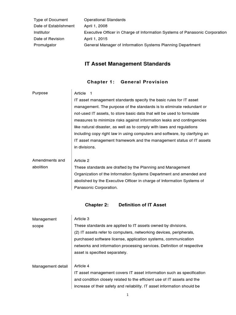 IT Asset Management Standards | PDF | License | Asset Management