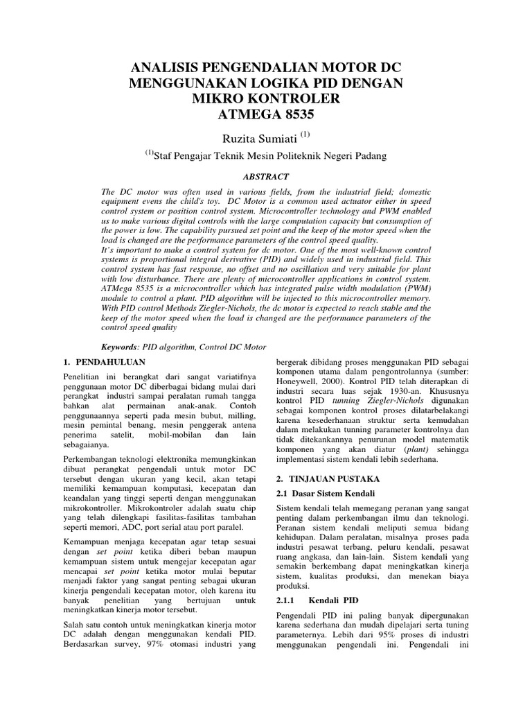 Analisis Pengendali Motor DC Menggunakan PID PDF | PDF | Sistem Kontrol | Teori Kontrol