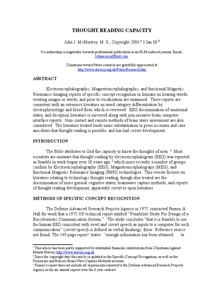 Thought Reading Capacity | Download Free PDF | Electroencephalography ...