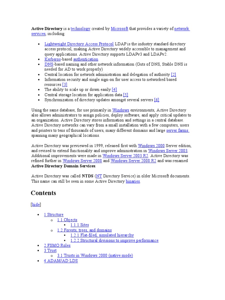 Active Directory Is A Technology Created by Microsoft That Provides A ...