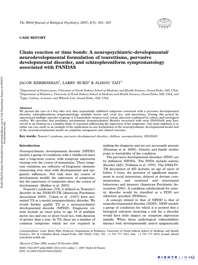 Jacob Kerbeshian, Larry Burd & Alison Tait | PDF | Tourette Syndrome ...