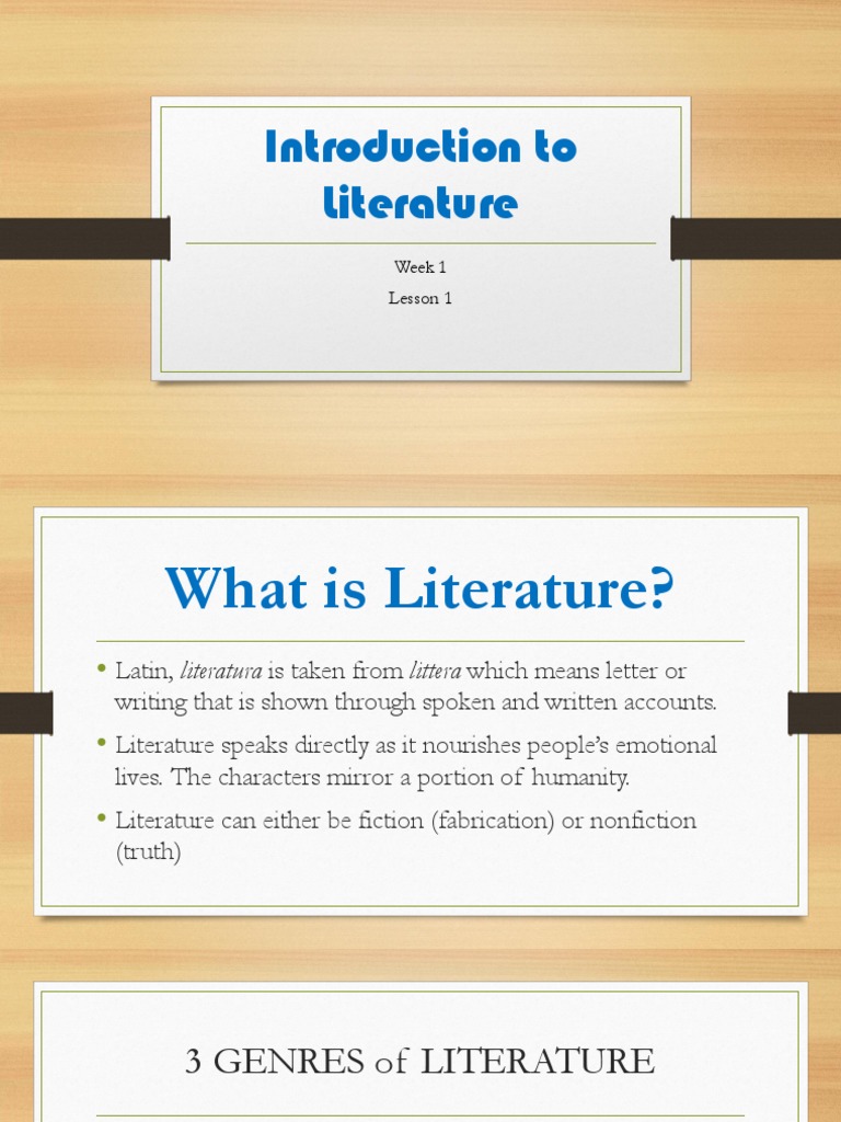 Introduction To Literature | PDF | Poetry | Narrative