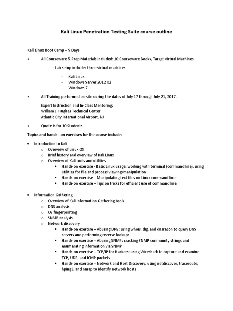 Kali Linux Course Requirements | Download Free PDF | Exploit (Computer ...