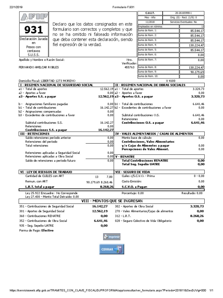 Formulario F.931 11-2018 | PDF